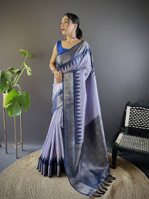 Lavender Banarasi Silk Gadwal Pattu Saree| Vastranand