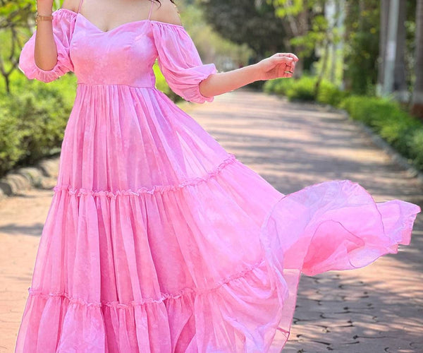 Buy Rose Pink Floral Printed Dress New Collecction