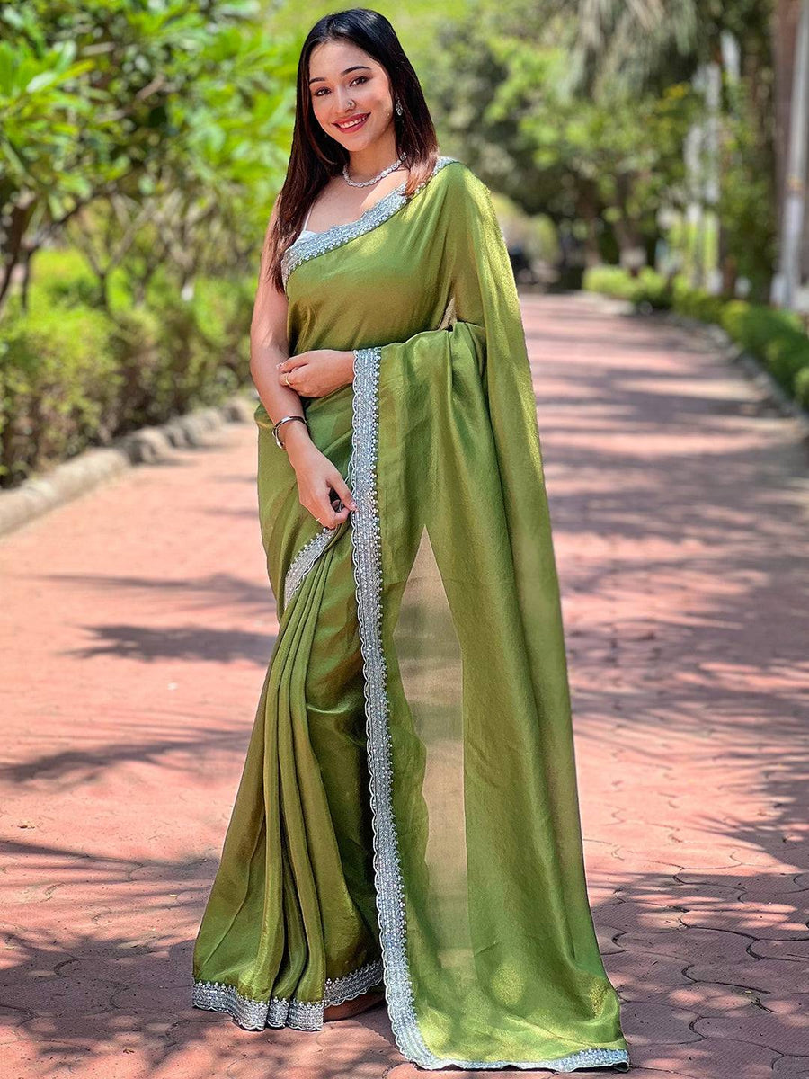 Forest Green Pure Viscose Dyed Saree